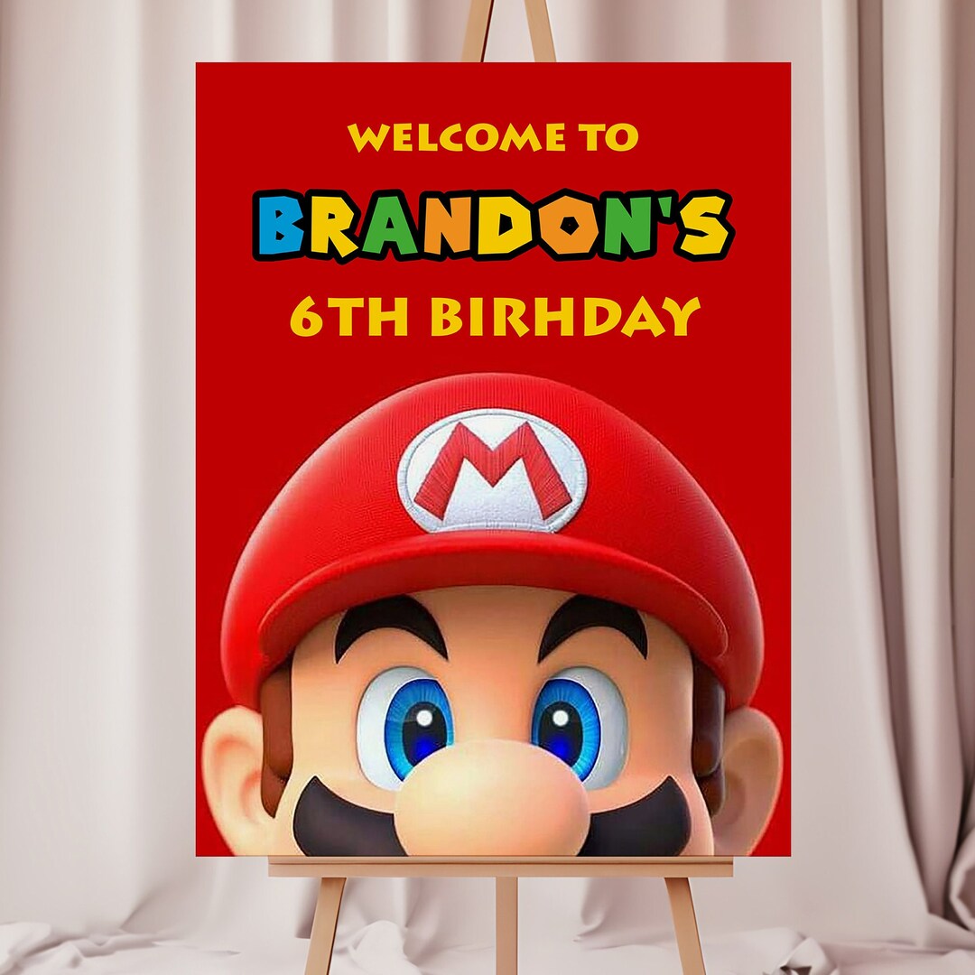 Super Mario Birthday Welcome Sign, Mario Bros Personalized Birthday ...