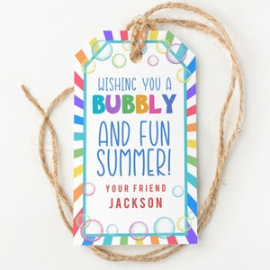 Bubbling With Fun Tag, Summer Bubbles, Kids Bubble Gift Tags, Last Day ...