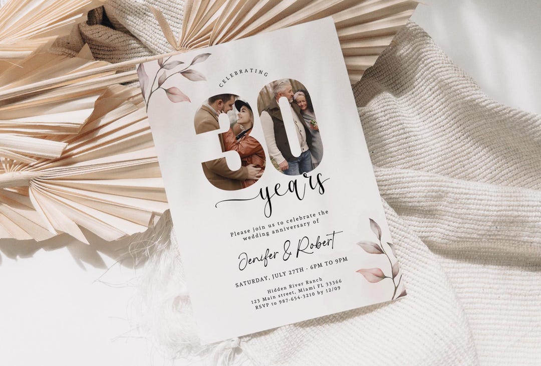 30th Anniversary Invitation 30th Wedding Anniversary Invite With Photo ...