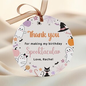 Editable Halloween Birthday Thank You Favor Tags Label Costume Party ...