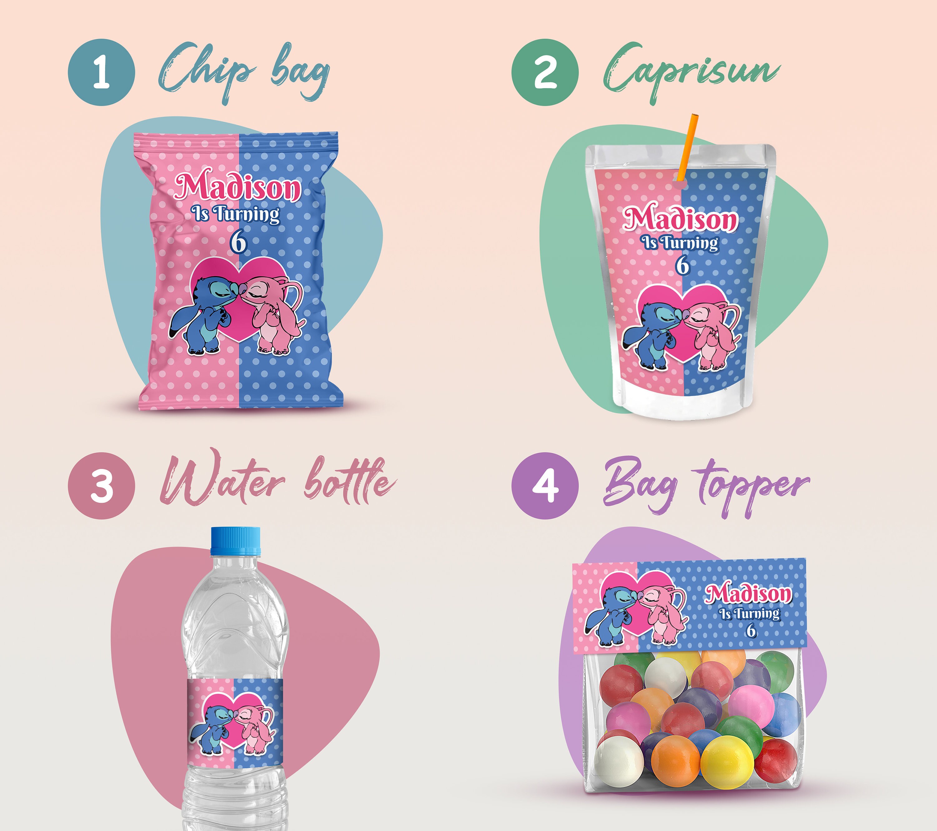 Stitch Angel Party Decorations, Stitch Party Favors, Stitch Birthday ...