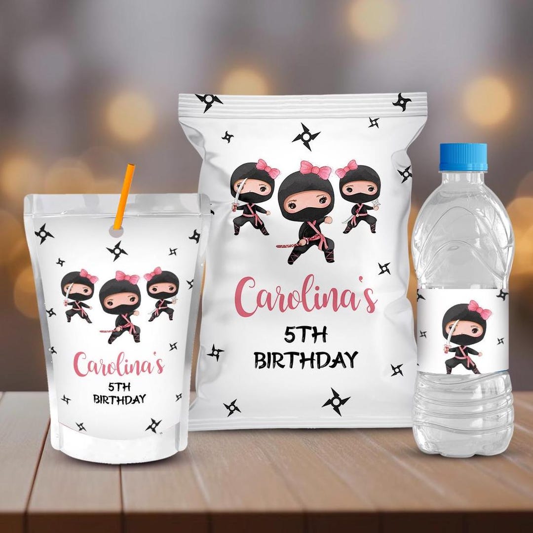 Ninja Girl Birthday Party Package, Editable Ninja Birthday Decor, Pink ...