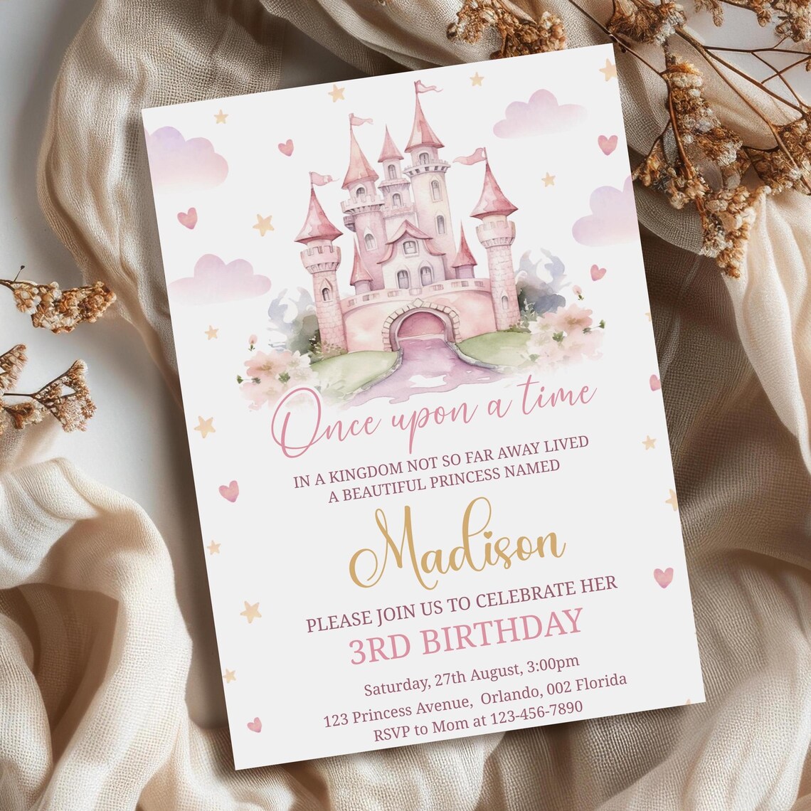 Princess Invitation, Princess Birthday Invitation, Princess Castle ...