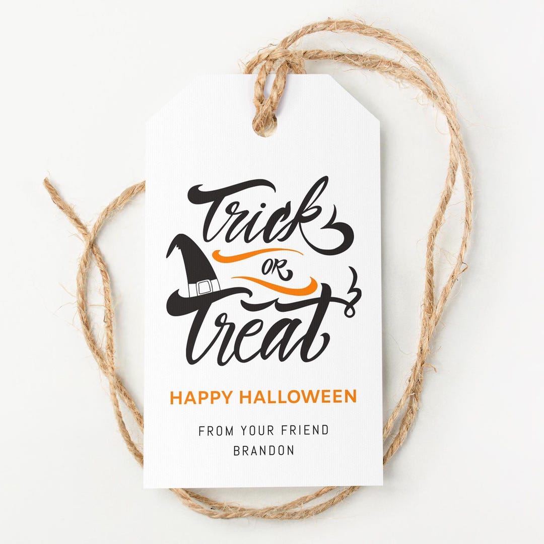 EDITABLE Halloween Gift Tag, Halloween Favor Tag, Trick or Treat Favor ...