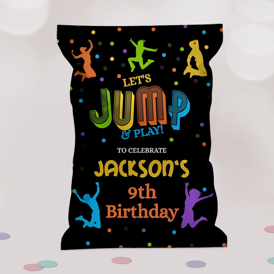 Jump Birthday Party Chip Bag Trampoline Party Chip Bag Favors Bounce ...