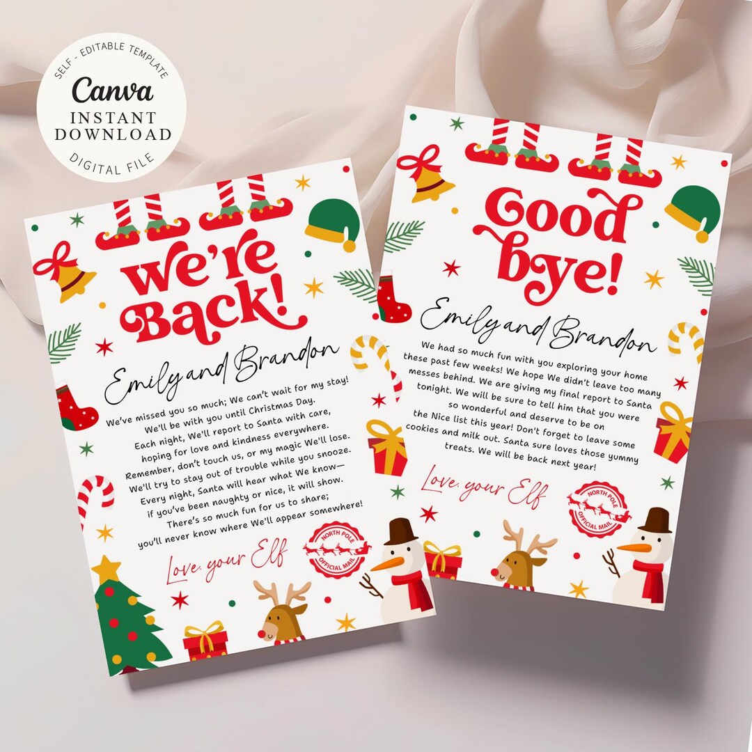 Elf Arrival and Goodbye Letter Set, Hello From the Elves Letter for ...