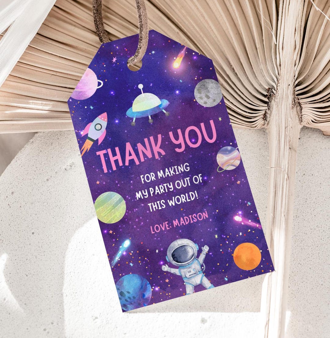 Outer Space Birthday Favor Tag Planets Rocket Ship Astronaut Label ...
