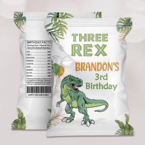Three-rex Party Kit, Dinosaur 3rd Birthday Decoration, Printables Chip ...