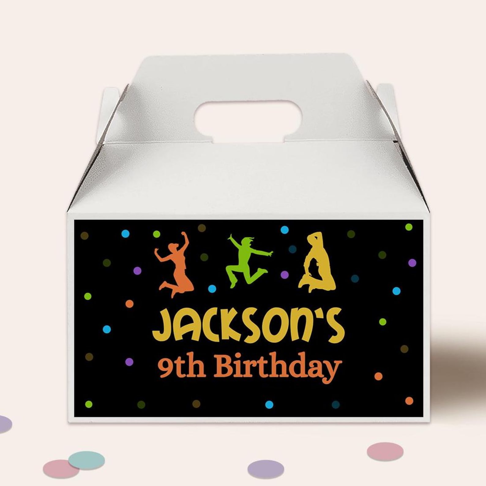 Jump Birthday Party Gable Box Trampoline Party Label Jump Gable Box ...