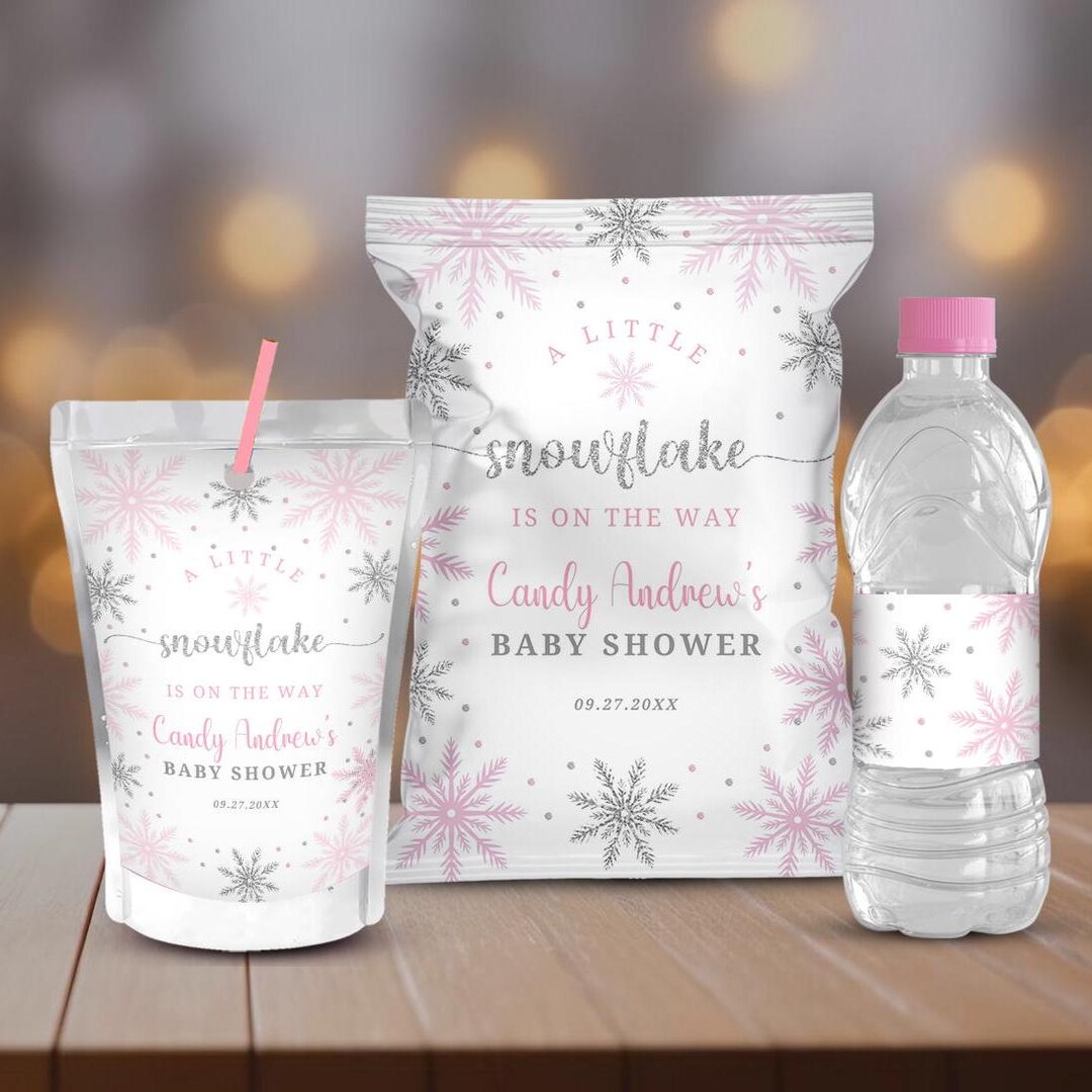 Snowflake Baby Shower Party Favor EDITABLE A Little Snowflake is on the ...