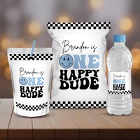 Printable One Happy Dude Juice Pouch Label, Editable One Happy Dude ...