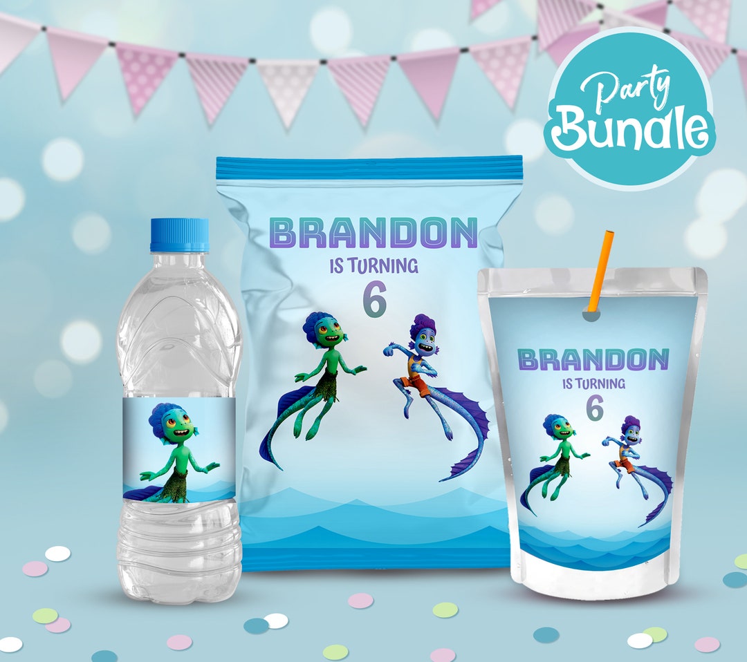 Luca Party Package, Chip Bag, Water Bottle, Juice Pouch, Luca Party Kit ...