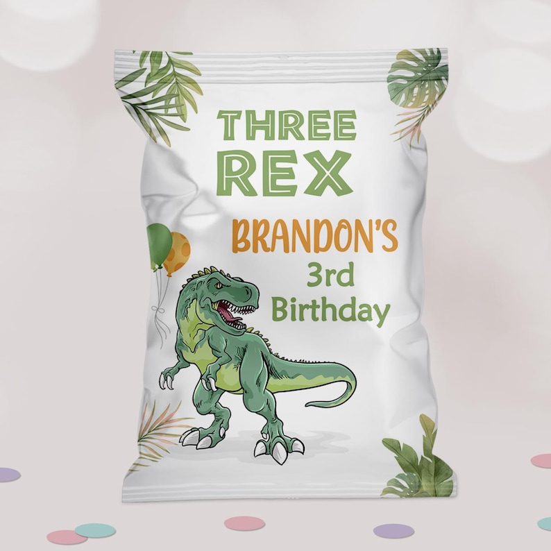 Editable Three Rex Chip Bag Label Template Dinosaur Labels T Rex ...