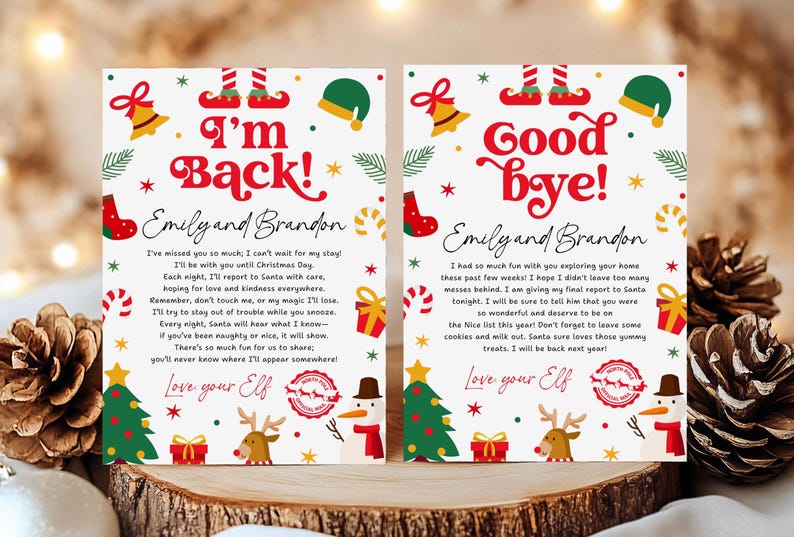 Editable Elf Arrival and Goodbye Letter Set, Christmas Elf Letter Combo ...