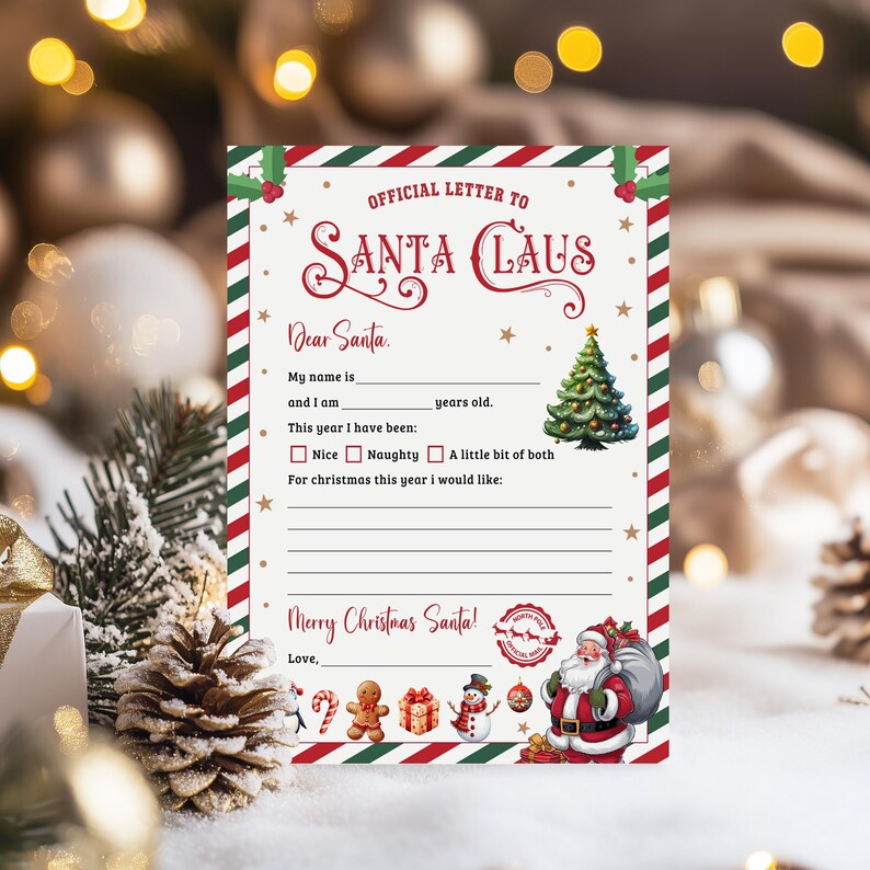 Letter to Santa Printable Easy to Print Letter to Santa Letter Instant ...