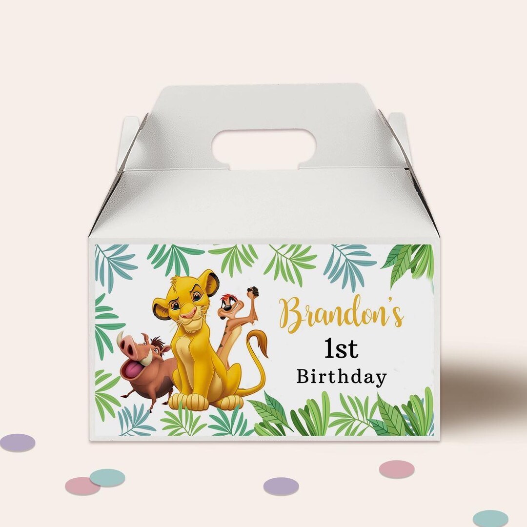 Lion King Birthday Gable Box Labels, Lion King Treat Box Label, Lion ...