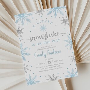 Editable Snowflake Baby Shower Invitation, A Little Snowflake is on the ...