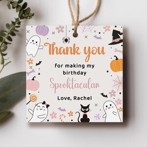 Editable Halloween Birthday Thank You Favor Tags Label Costume Party ...