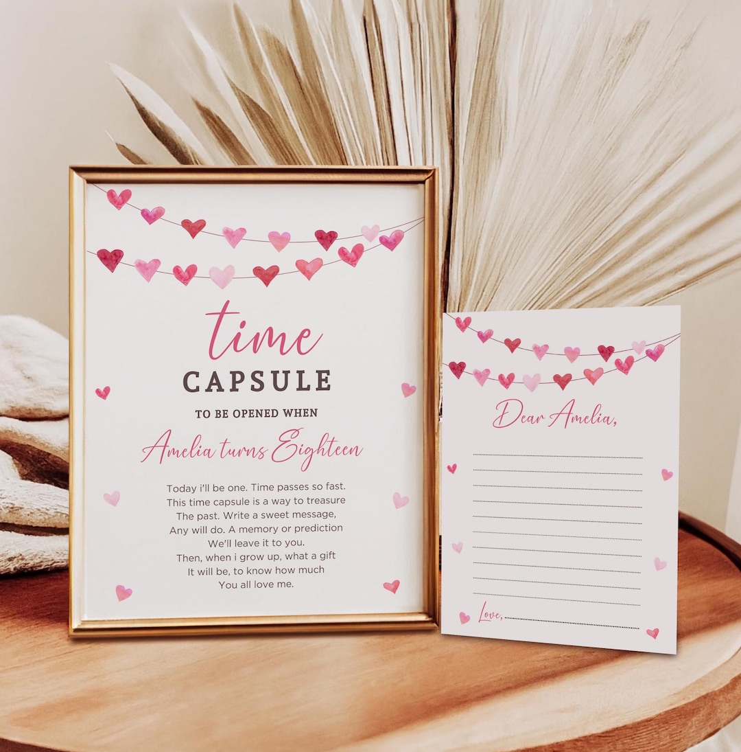 Time Capsule Valentines Day 1st Birthday Party Printable, Girls ...
