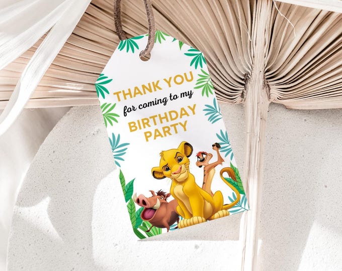 Lion King First Birthday Favor Tag Boy Hakuna Matata Simba Pumbaa ...