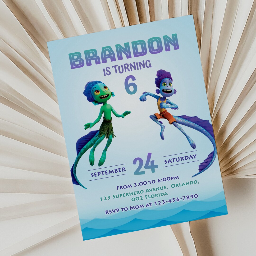 Luca Birthday Invitation, Sea Monster Birthday Invite, Luca, Alberto ...