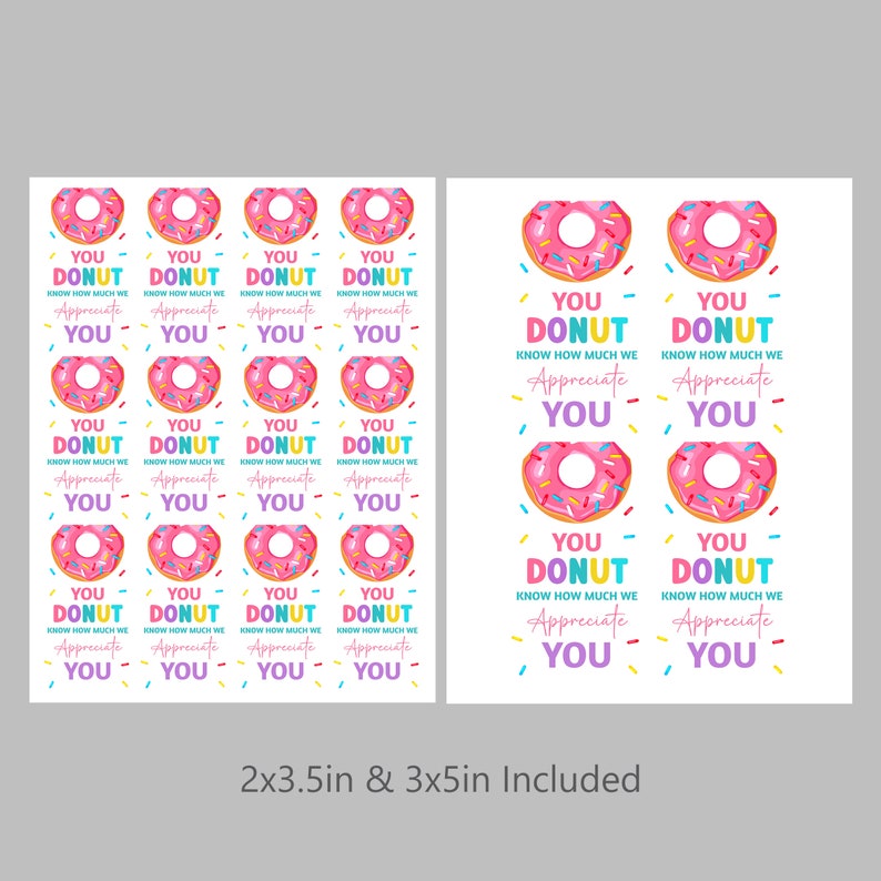 Donut Appreciation Gift Tag, Teacher Employee Staff Printable (editable ...