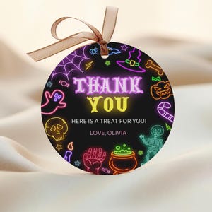 Editable Halloween Birthday Thank You Favor Tags Label Costume Party ...