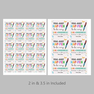 End of Year Teacher Pen Gift Tag, You Just Happen to Be Inkredible Gift ...