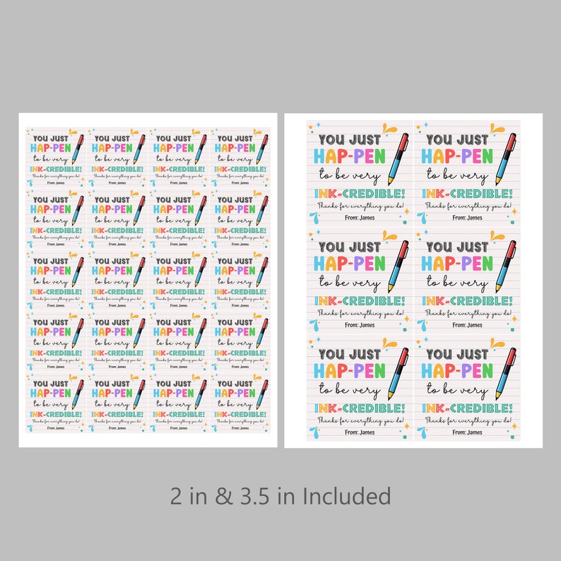 End of Year Teacher Pen Gift Tag, You Just Happen to Be Inkredible Gift ...