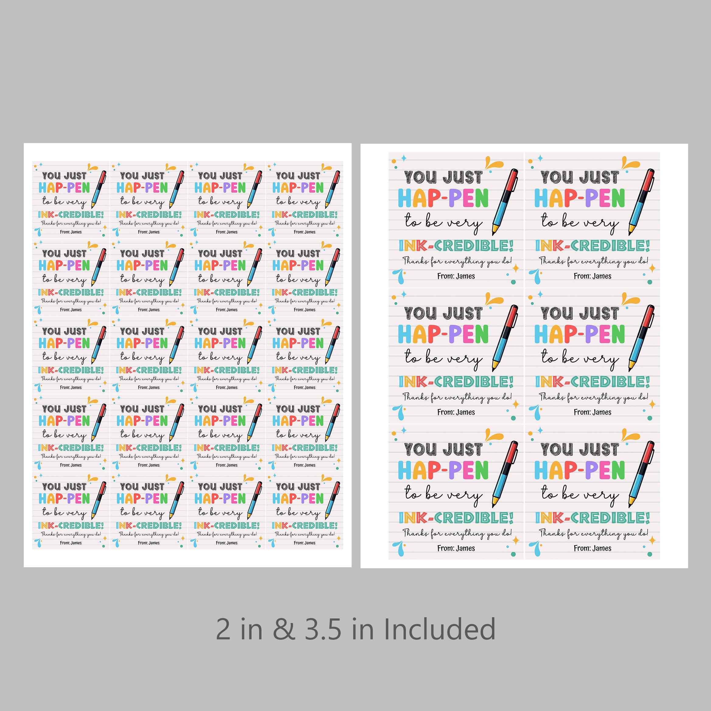 End of Year Teacher Pen Gift Tag, You Just Happen to Be Inkredible Gift ...