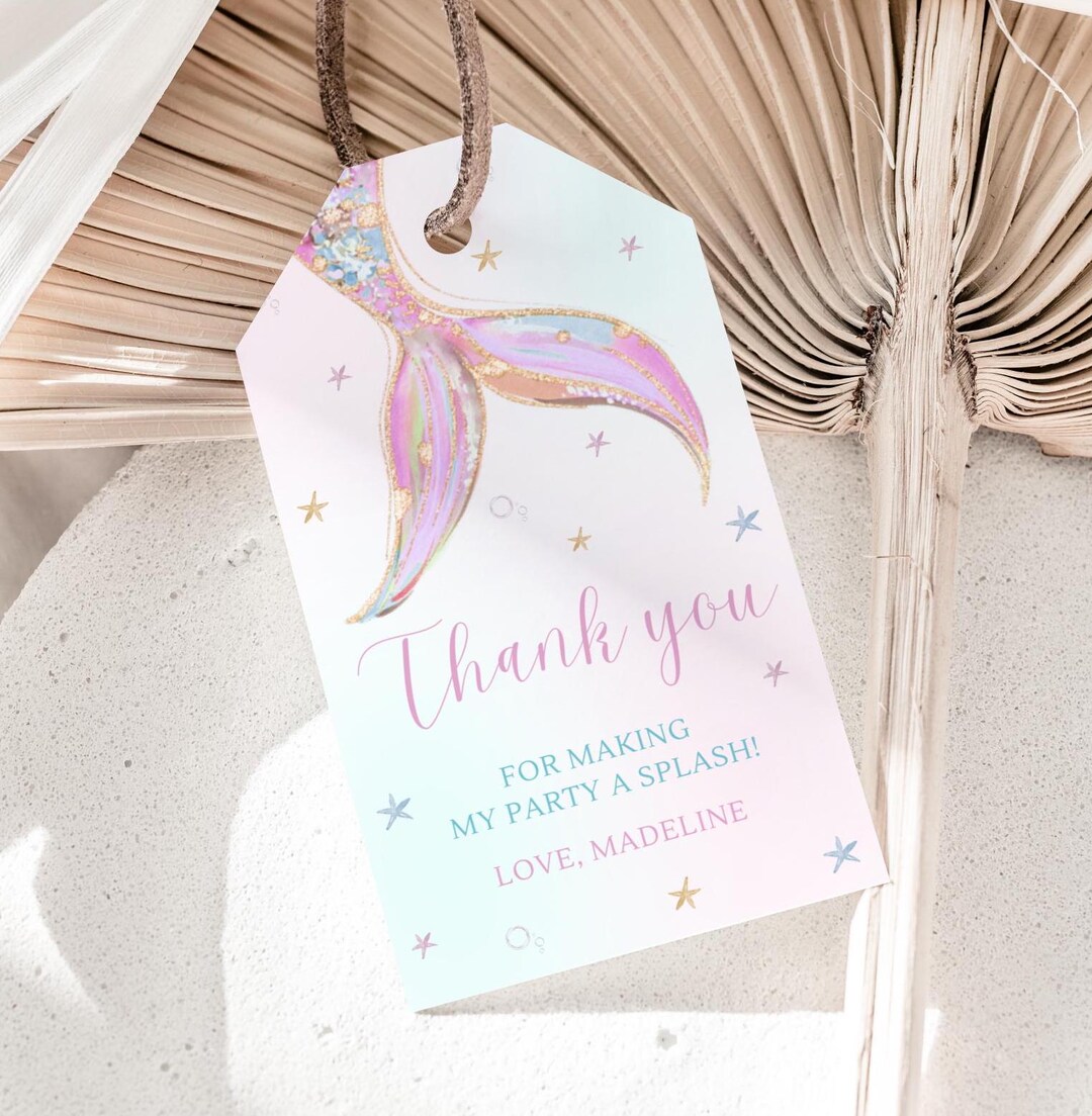 Editable Mermaid Birthday Favor Tags, Under the Sea Party (digital ...