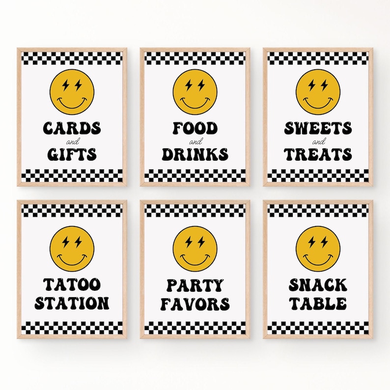 Editable One Happy Dude Birthday Signs, Smiley Face Party Decor ...