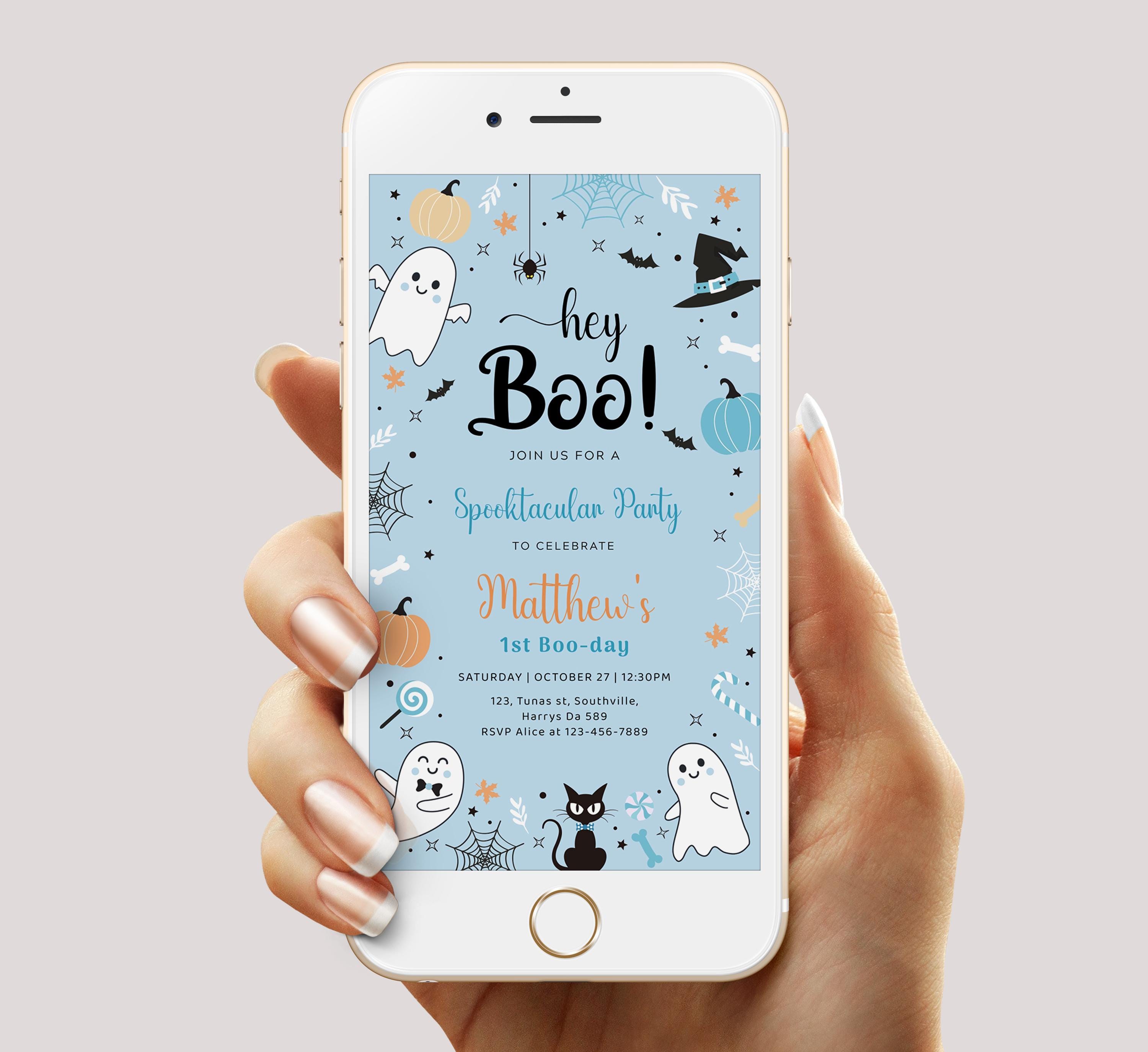 Editable 1st Boo Day Birthday Invitation Bundle, Halloween 1st Birthday ...