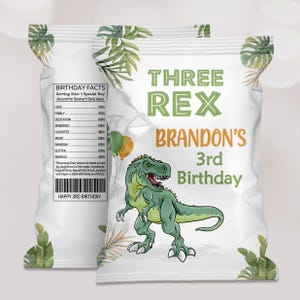 Editable Three Rex Chip Bag Label Template Dinosaur Labels T Rex ...