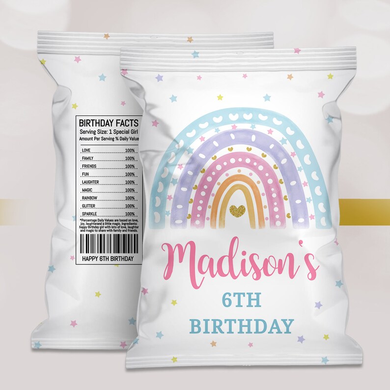 Editable Pastel Rainbow Birthday Party Kit, Printable Labels (digital ...