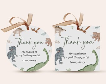 Editable Dinosaur Birthday Favor Tags Dino Party Gift Tags Thank You ...