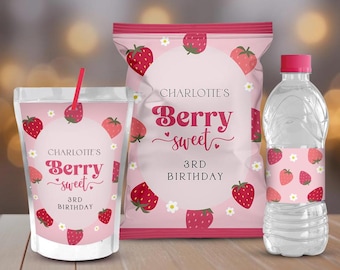 Editable Berry Sweet Birthday Party Favor Labels (digital Download) - Etsy