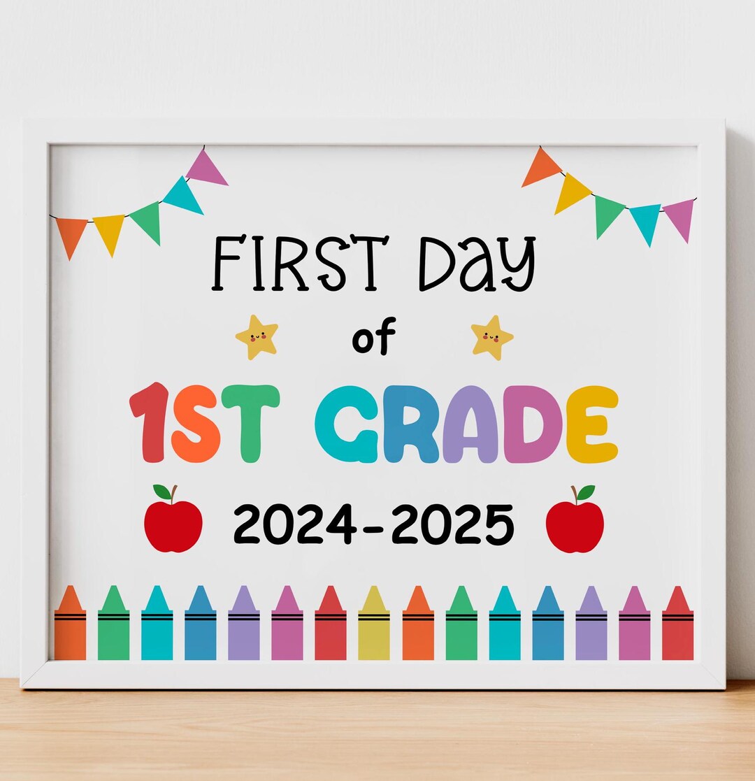 First Day of 1st Grade Sign Printable INSTANT DOWNLOAD Photo Prop First ...