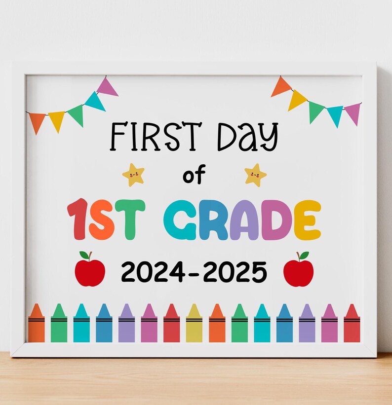 First Day of 1st Grade Sign Printable INSTANT DOWNLOAD Photo Prop First ...