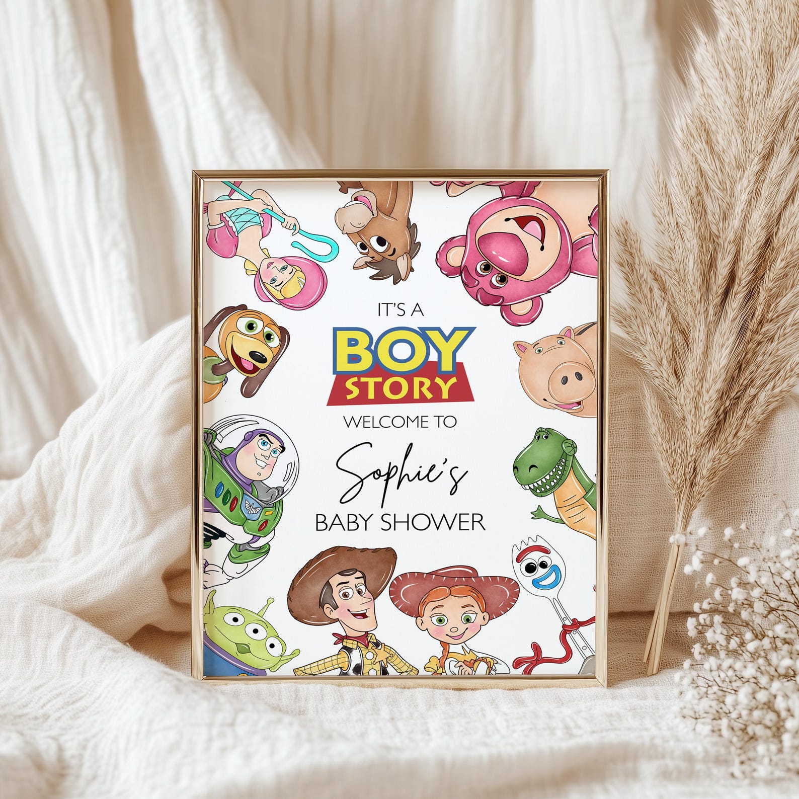 DIGITAL A Boy Story Baby Shower Welcome Sign, Modern Boy Story Welcome ...