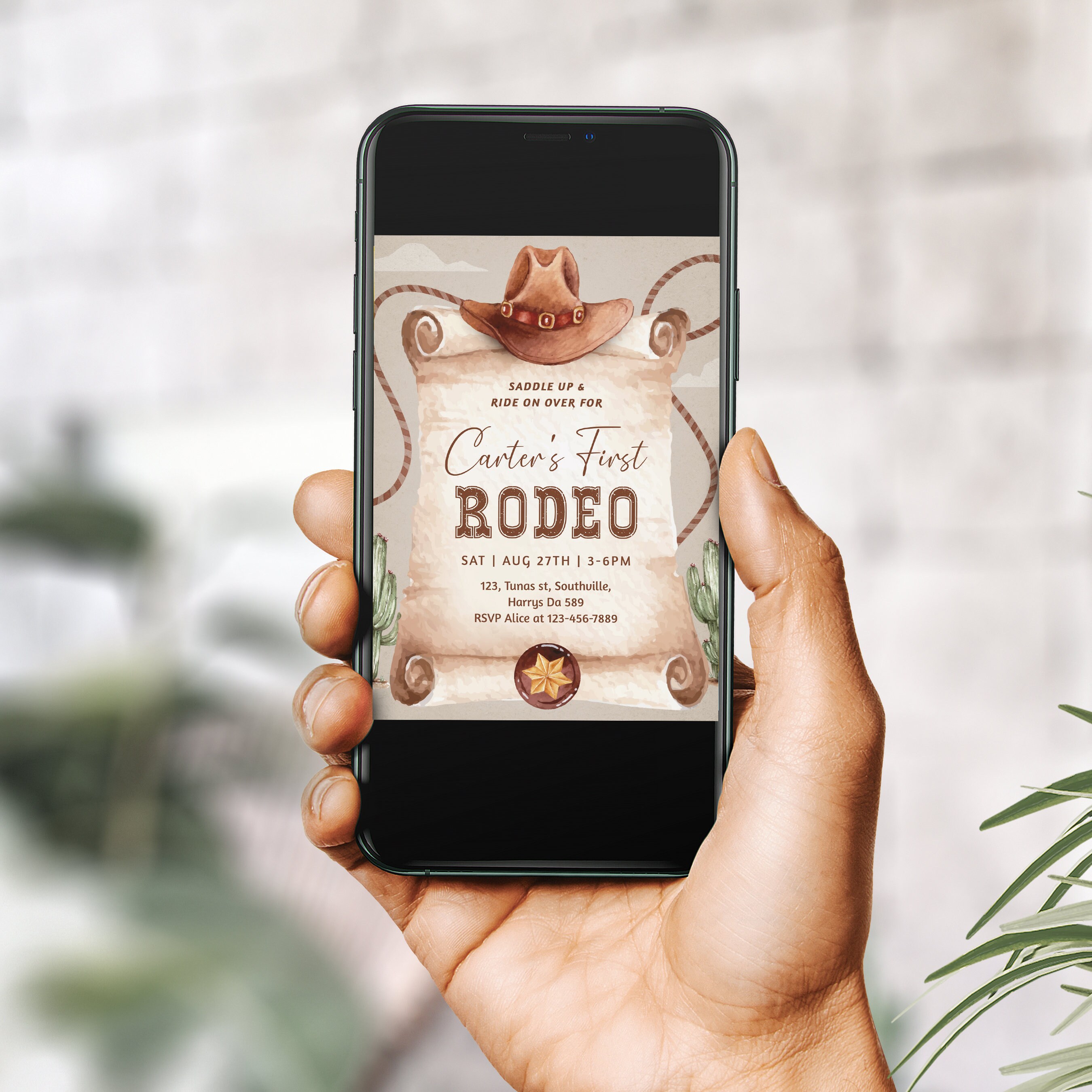 First Rodeo Birthday Invitation Template, Wild West Cowboy (editable ...