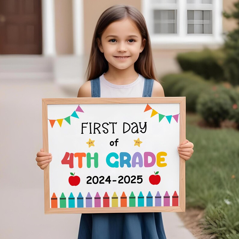 First Day of Fourth Grade Sign Printable Back to School Sign First Day ...