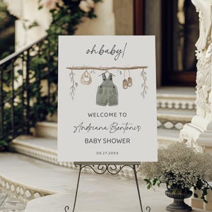 Boy Baby Shower Welcome Sign Template, Boho Boy Baby Shower, Neutral ...