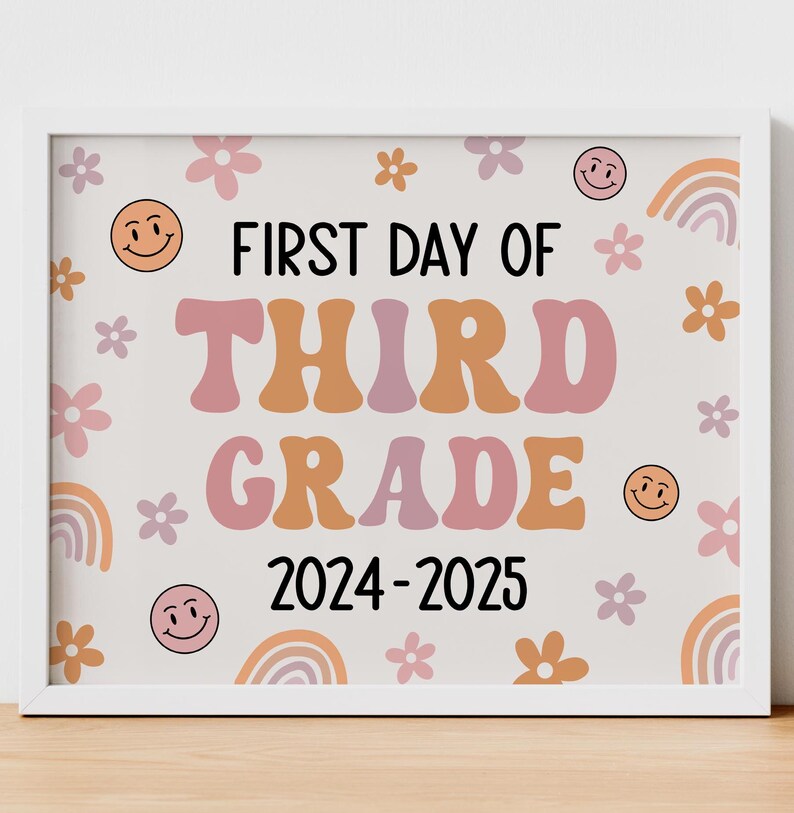 First Day of 3rd Grade Sign, First Day of Third Grade Sign, INSTANT ...