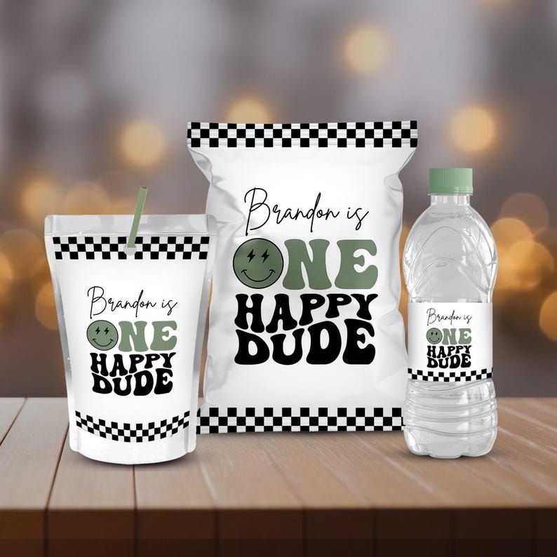 One Happy Dude Birthday Party Favors: Editable Labels (digital Download ...