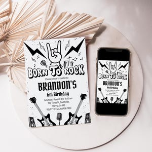 Rock and Roll Birthday Invitation Let's Rock Invite Born to Rock ...