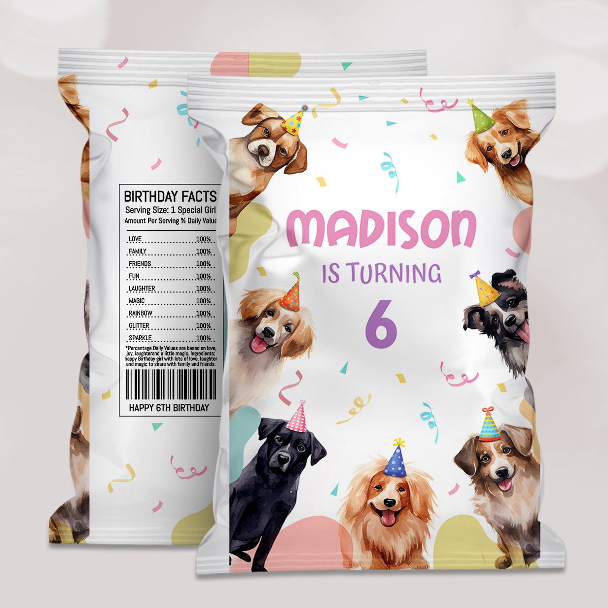 Editable Dog Chip Bag Dino Puppy Party Decor Boy Pawty Birthday Party ...