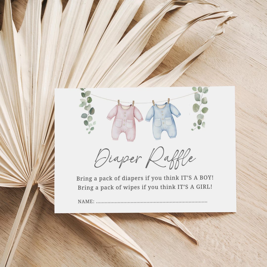 Boho Baby Clothes Baby Shower Diaper Raffle Ticket, Clothesline Gender ...