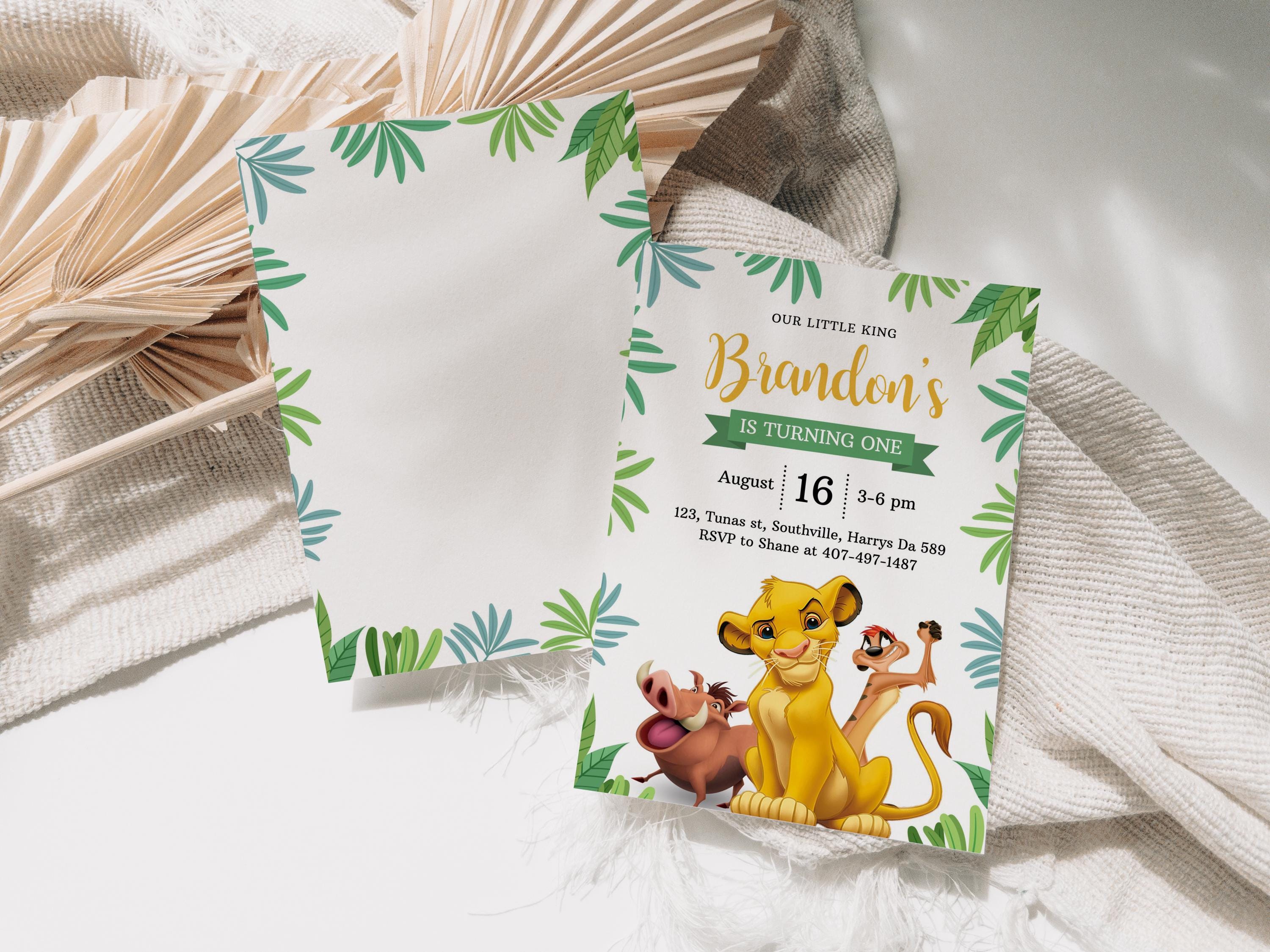 Editable Lion King Birthday Invitation, Simba Birthday Invite Template ...