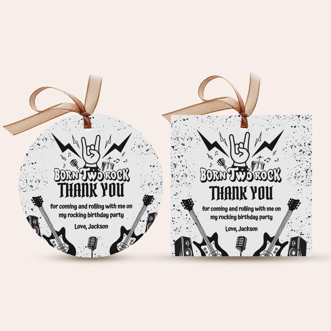 Rock and Roll Thank You Tags, Another One Bites the Dust First Birthday ...